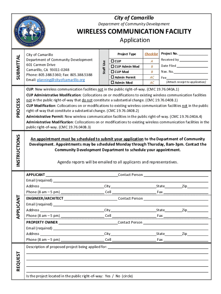 Fillable Online Wireless Communication Facilities Permit Application ...