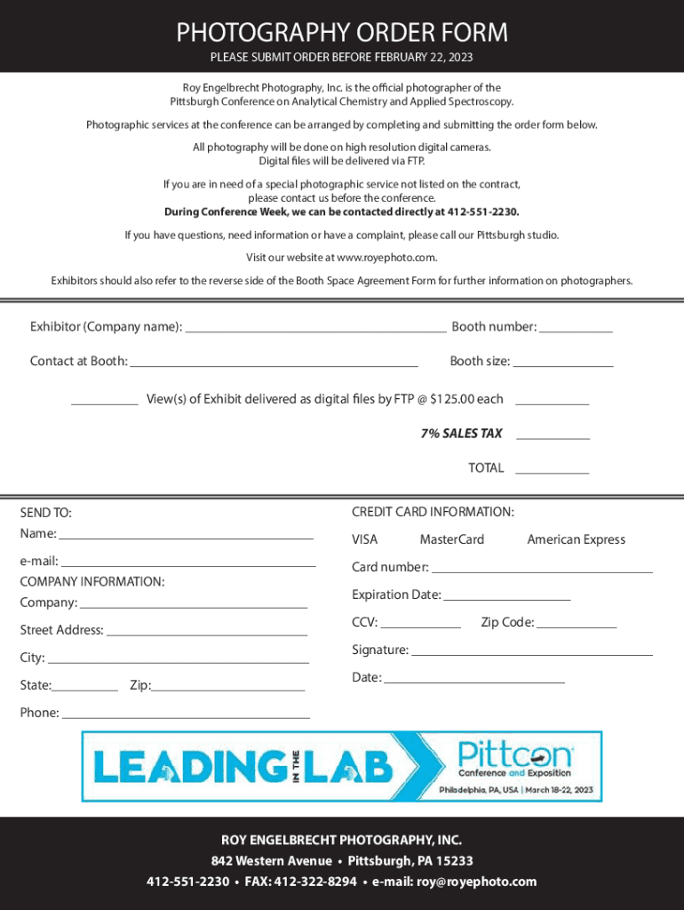 Fillable Online Photography Order FormFill Out and Use This PDF ...
