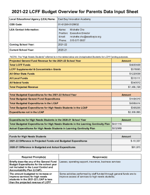 Fillable Online 2022-23 LCFF Budget Overview for Parents Data Input ...