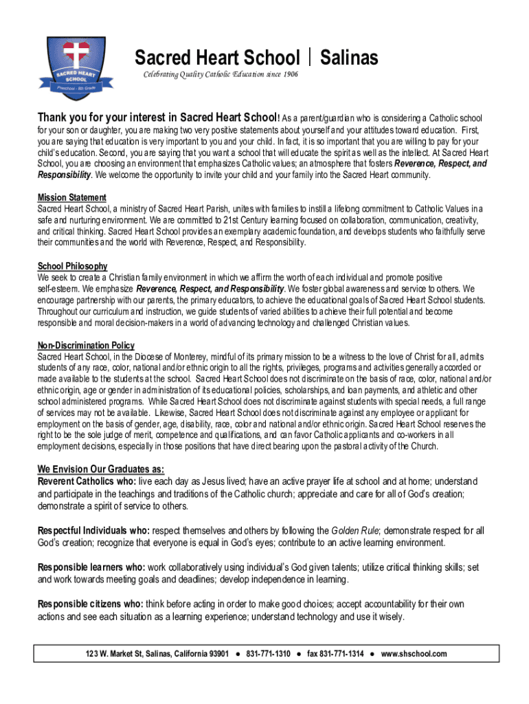 Fillable Online Why Choose Us - Sacred Heart School Fax Email Print - pdfFiller
