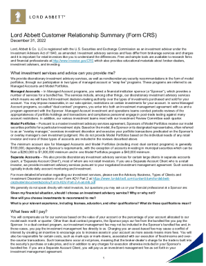 Fillable Online Lord Abbett Customer Relationship Summary (Form CRS ...