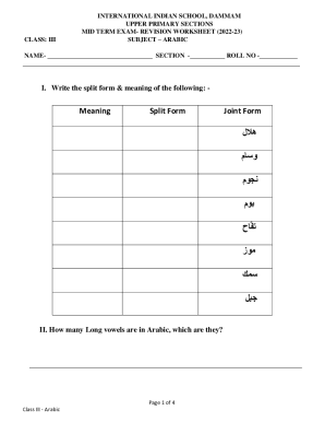 Fillable Online iisdammam edu REVISION WORKSHEET (2022-23) CLASS: III SUBJECTMA Fax Email Print ...