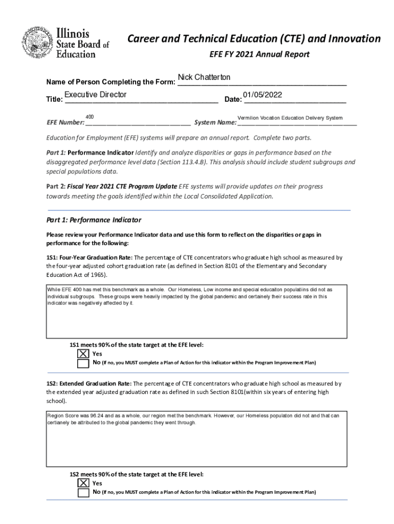 Fillable Online Career and Technical Education (CTE) and Innovation Fax ...