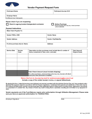 Fillable Online ID Vendor Payment Request Form - Acumen Fiscal Agent ...