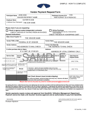 Fillable Online VENDOR PAYMENT REQUEST FORM INSTRUCTIONS Fax Email ...