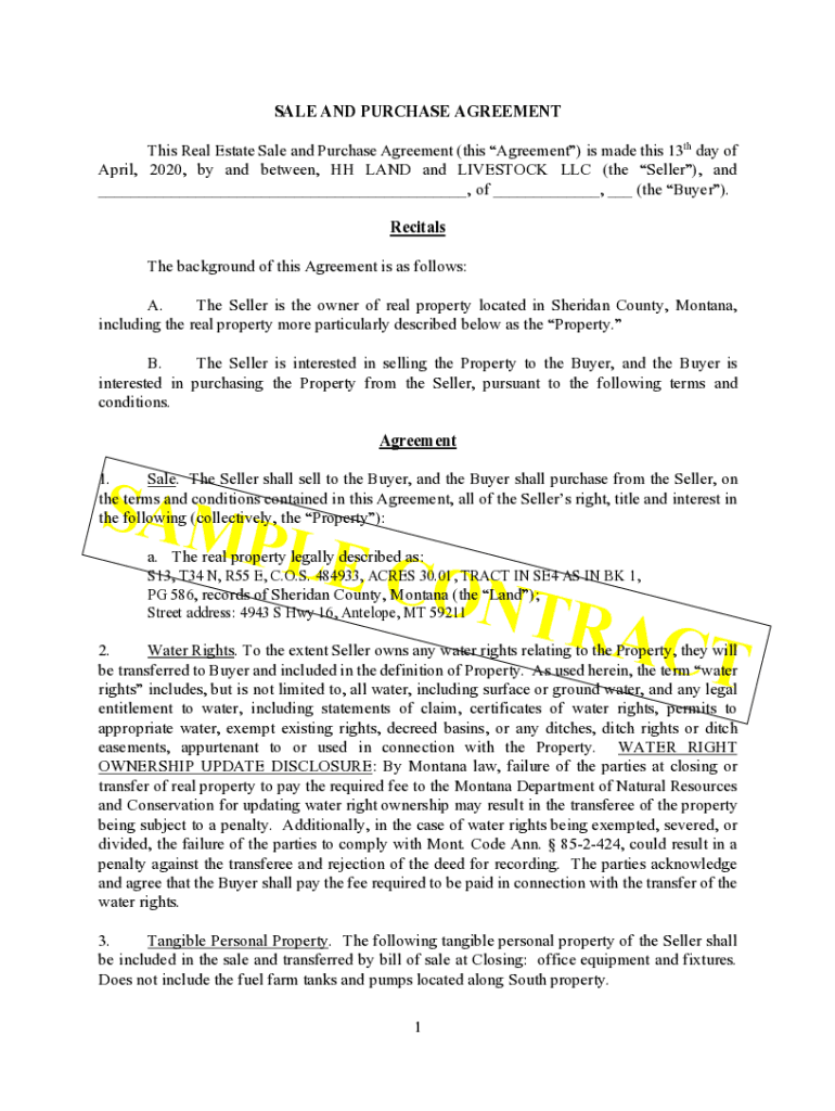 Fillable Online Sale and Purchase Agreement SAMPLE Fax Email Print ...