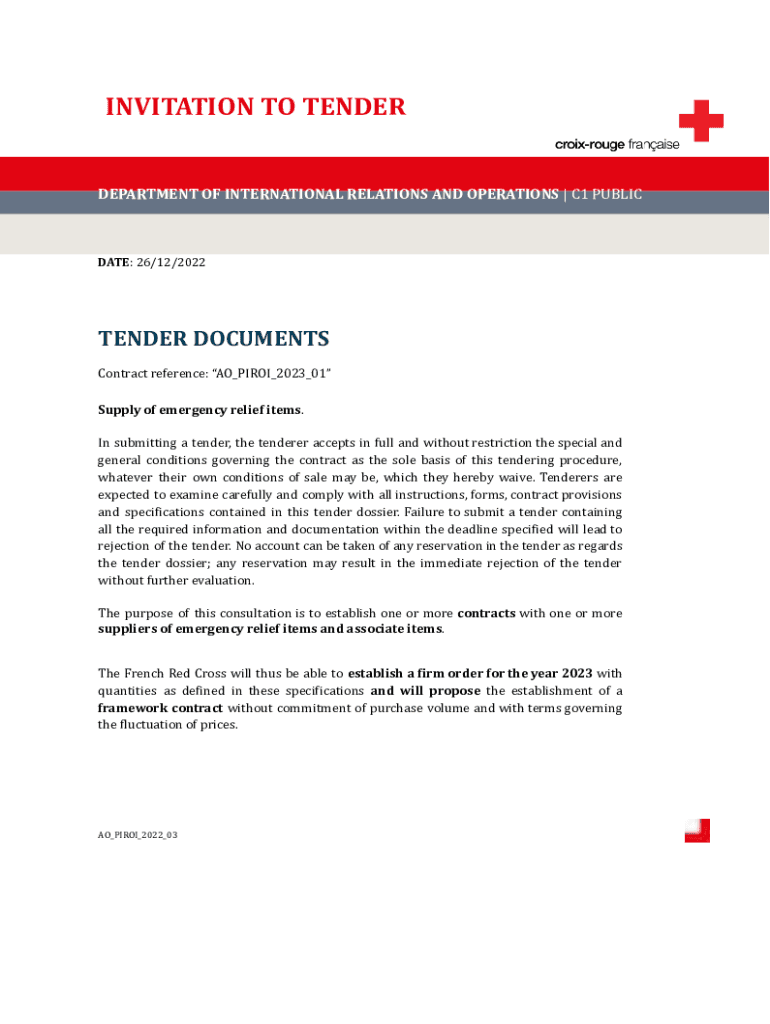 Fillable Online INVITATION TO TENDER - Coordination SUD Fax Email Print - pdfFiller