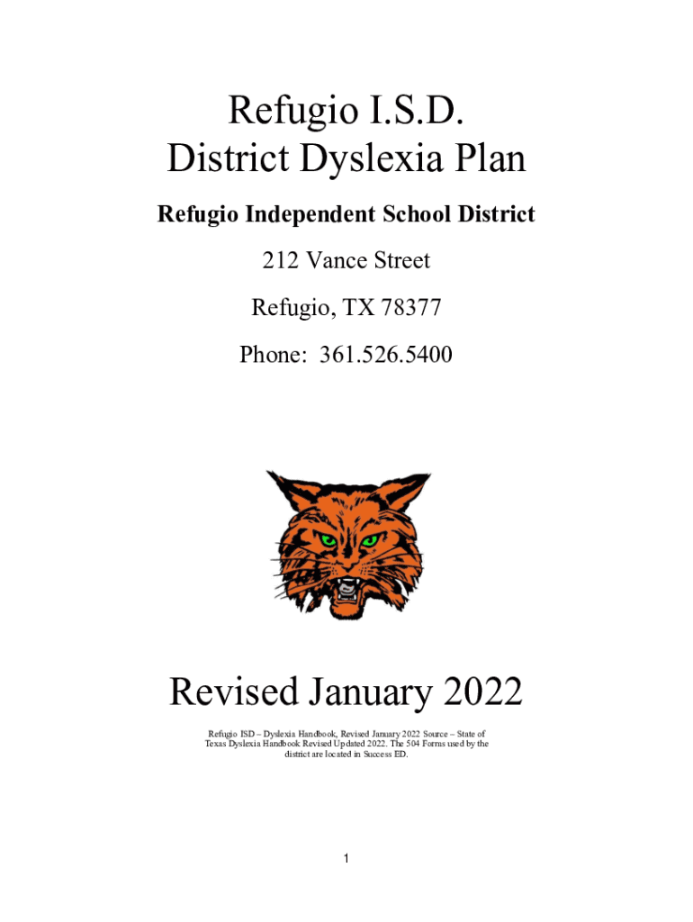 Fillable Online Refugio I.S.D. District Dyslexia Plan Fax Email Print ...
