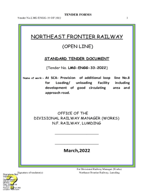 Fillable Online Tender - Northeast Frontier Railway Fax Email Print - pdfFiller