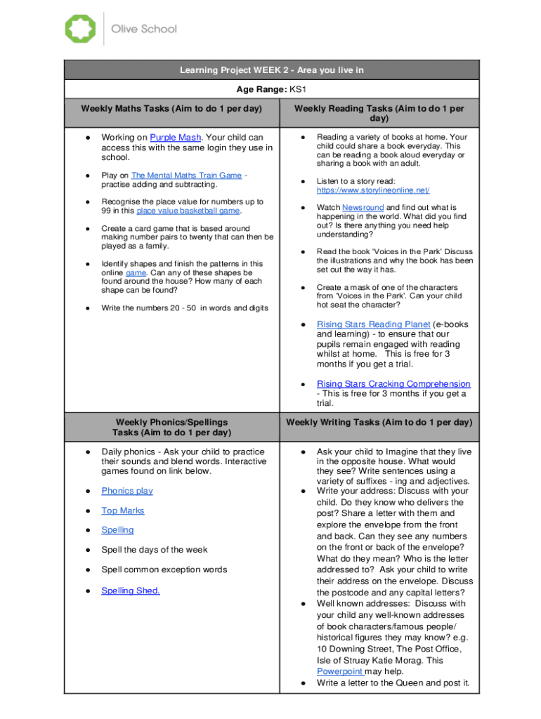 Fillable Online Learning Project WEEK 1 - My Family - Bucknall Primary School Fax Email Print ...