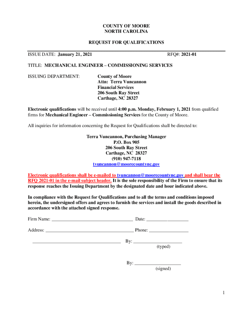 Fillable Online TITLE: MECHANICAL ENGINEER COMMISSIONING SERVICES Fax Email Print - pdfFiller