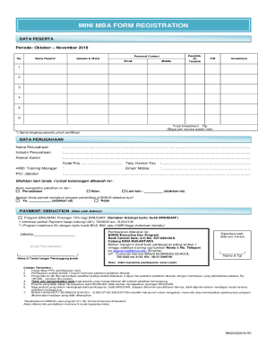 Fillable Online MINI MBA FORM REGISTRATION - BINUS Business School Fax Email Print - pdfFiller