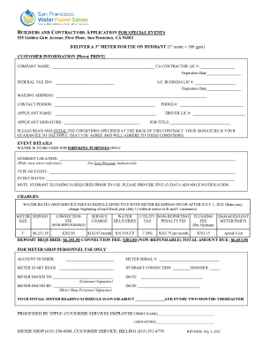 Fillable Online APPLICATION FOR WATER SERVICE Applicant's Name ... Fax ...