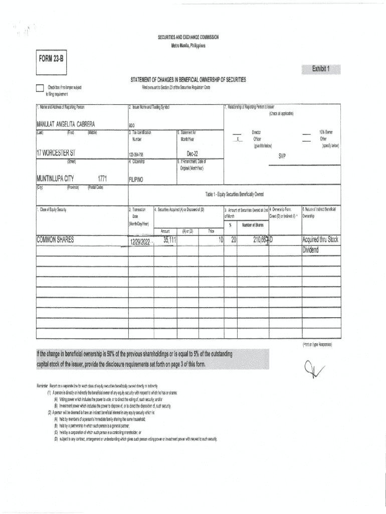 Fillable Online Statement of Changes in Beneficial Ownership of ...
