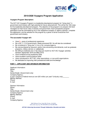 Fillable Online 2019-2020 Voyagers Program Application - ACT-IAC Fax Email Print - pdfFiller