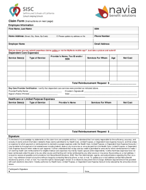 Fillable Online sisc kern Cost Plus Claim Form Instructions ...