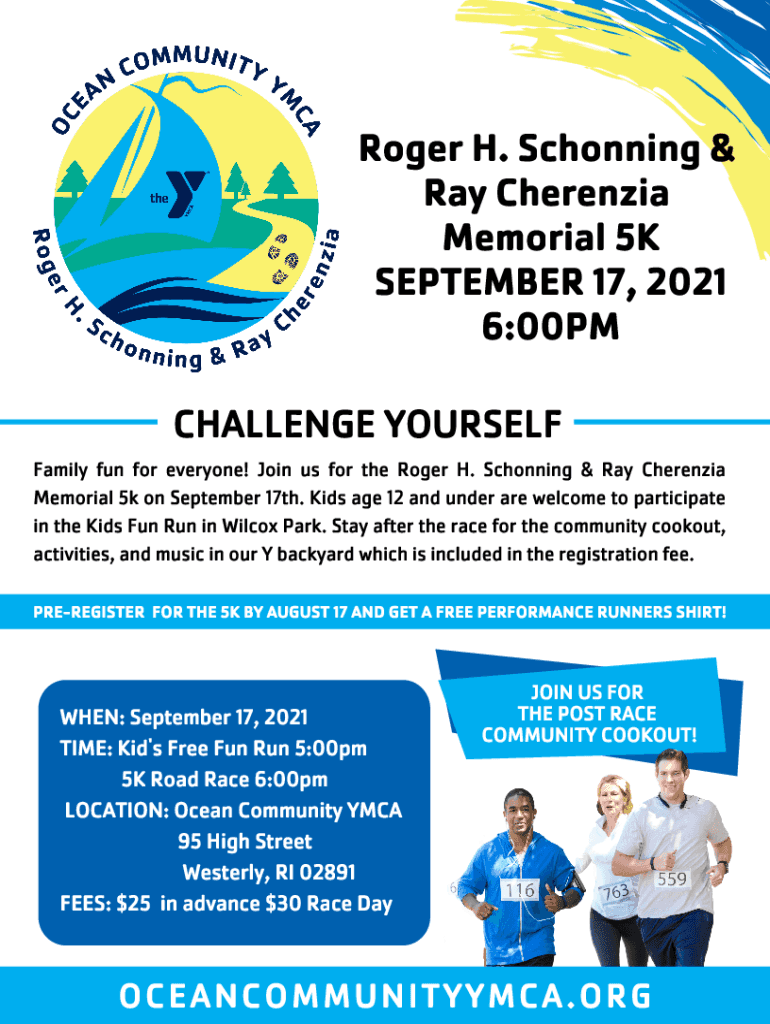 Fillable Online Roger H. Schonning 5K in Westerly , RI - It's Your Race ...