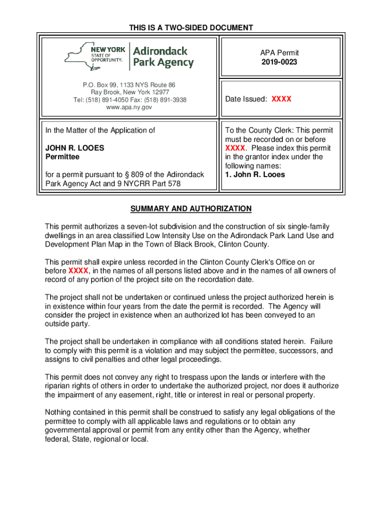 Fillable Online apa ny Adirondack Park Agency Regulatory Programs ...