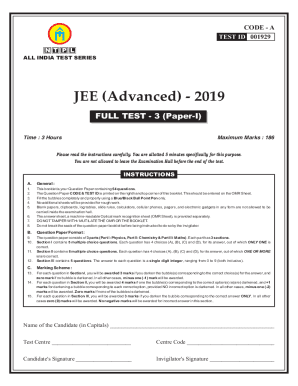 Fillable Online Computer Based All India Test Series for JEE Main ...