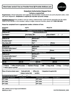 Wellcare Outpatient Authorization Request Form - Fill Online, Printable ...