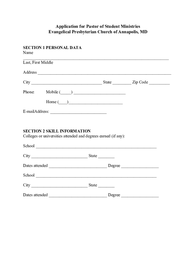 Fillable Online MINISTRY INFORMATION FORM - Squarespace Fax Email Print - pdfFiller