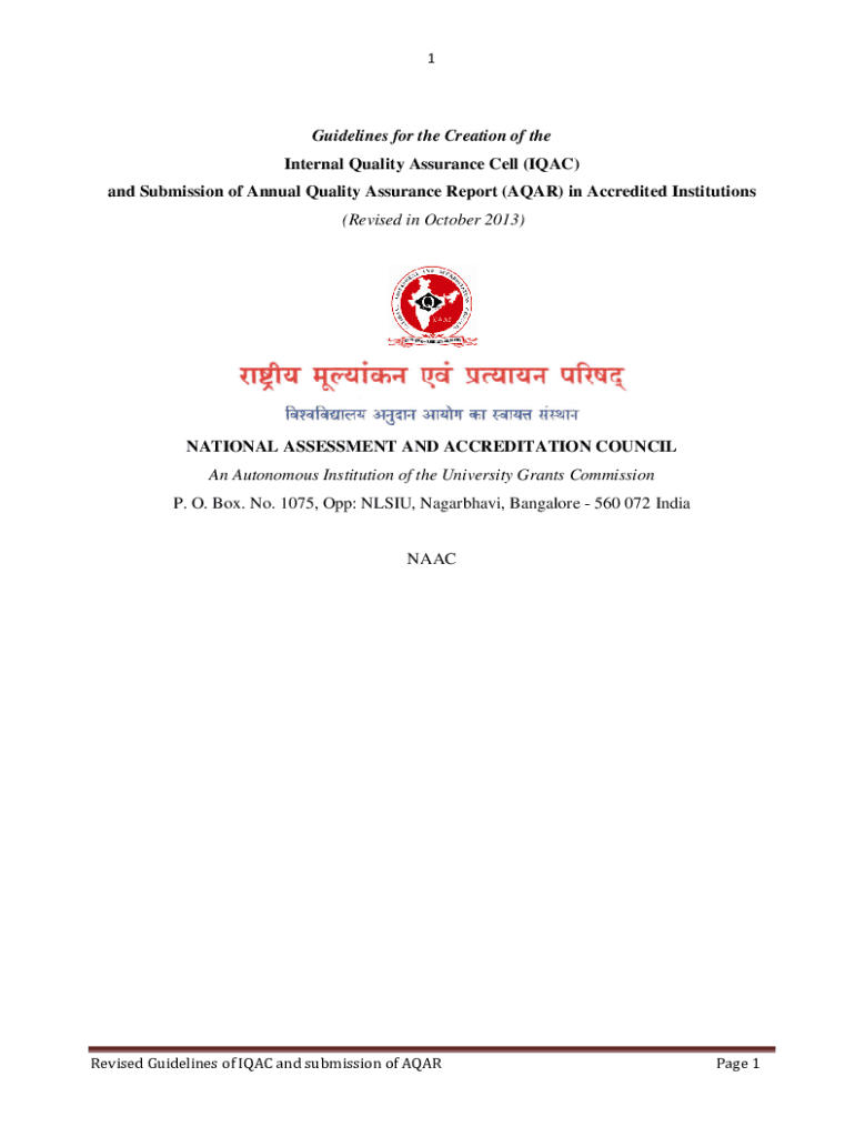 Fillable Online littleflowercollege edu 1 Revised Guidelines of IQAC and submission of AQAR Page ...