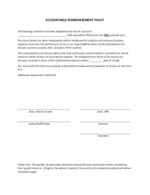 Fillable Online (SAMPLE) LONG FORM ACCOUNTABLE REIMBURSEMENT ... Fax ...