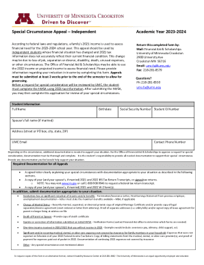Fillable Online 2023-2024 Financial Aid Special Circumstances Appeal ...