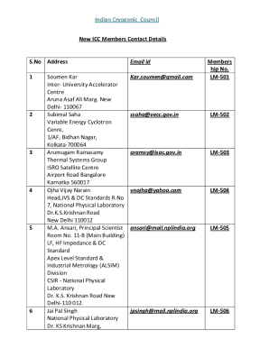 Fillable Online New ICC Members Contact Details - Indian Cryogenic ...