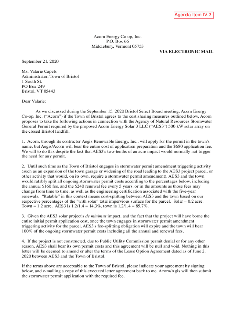 Fillable Online AES3-Bristol Stormwater Permit Agreement Fax Email Print - pdfFiller