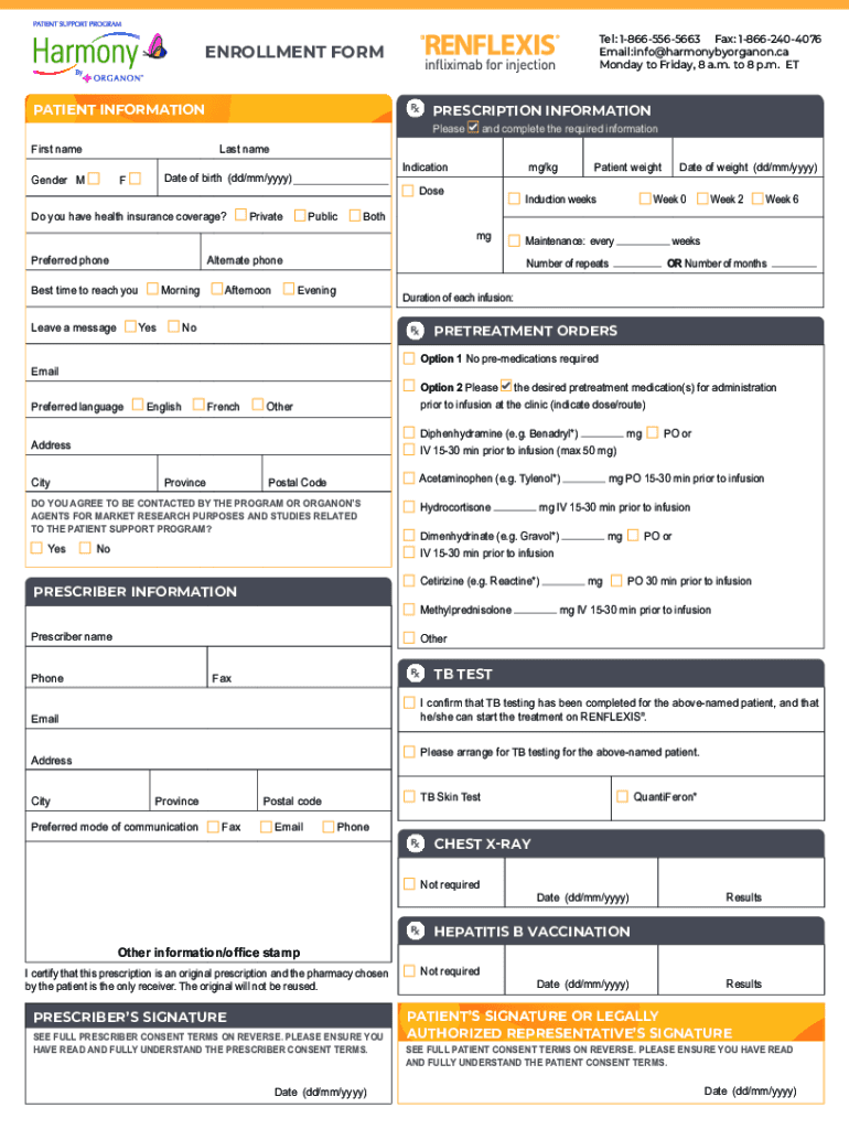 Fillable Online the organon patient assistance program for renflexis ...