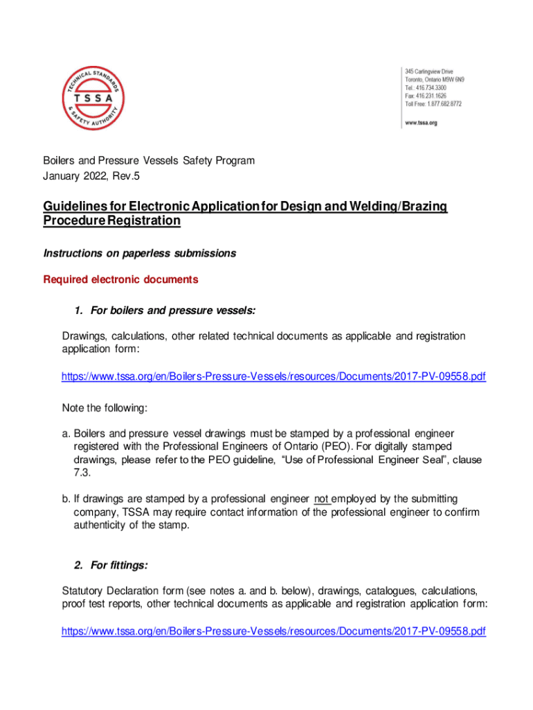 Fillable Online Submission Requirements of Boiler and Pressure Vessel ...