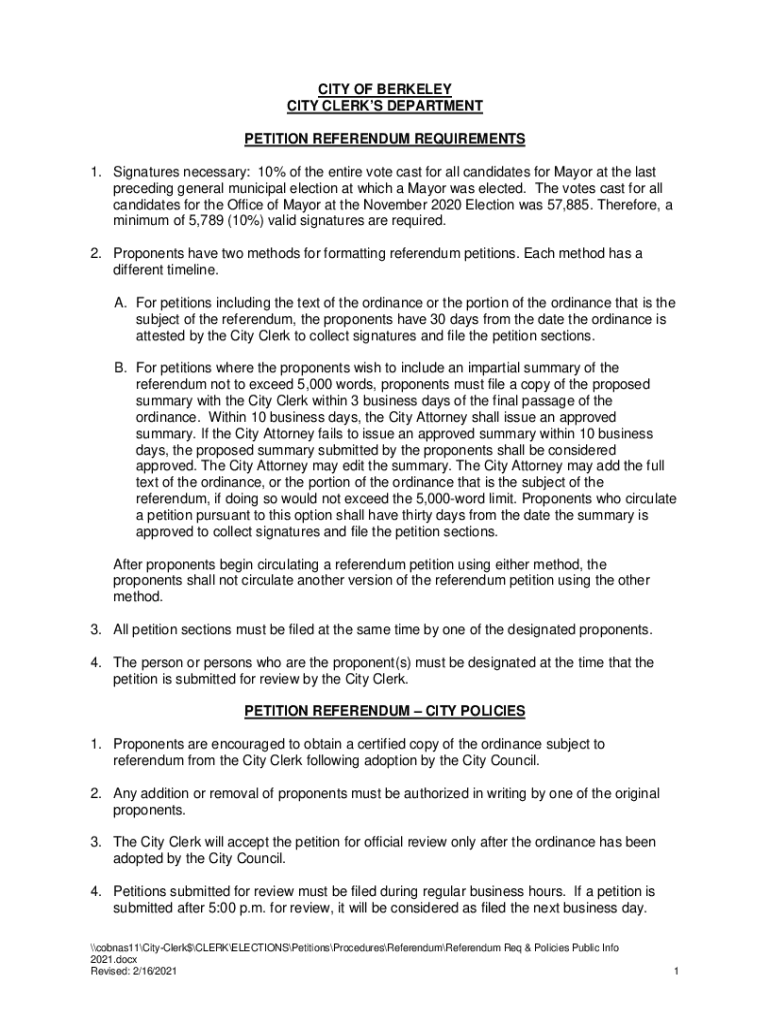 Fillable Online Local Petition Guidelines and Regulations - The City of ...