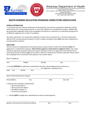 Fillable Online healthy arkansas rn/pn nursing education program ...