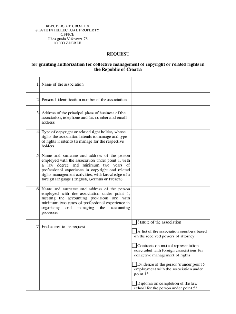 Fillable Online Collective Management of Copyright and Related Rights ...
