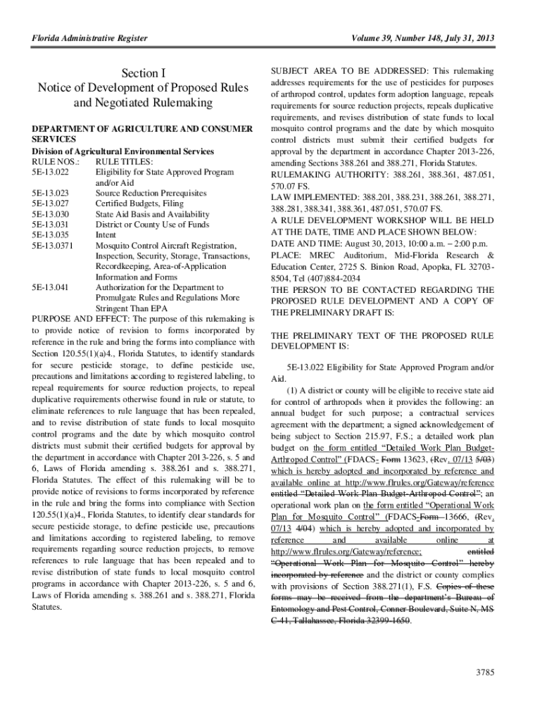 Fillable Online Florida Administrative Register - flrules Fax Email ...