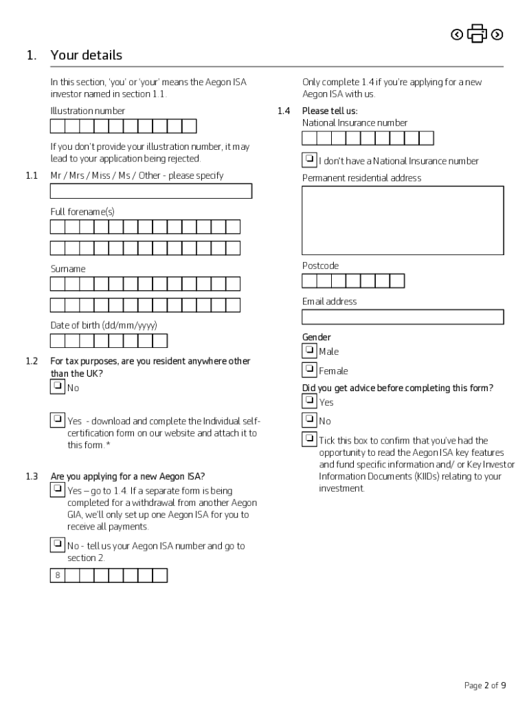 Fillable Online Withdrawal from an Aegon General Investment Account ...