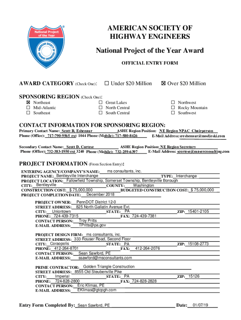 Fillable Online ASHE Highway Award Narrative Fax Email Print - pdfFiller