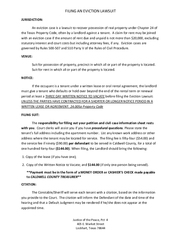 Fillable Online how to file an eviction suit - Cherokee County, Texas ...