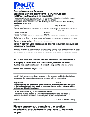 Fillable Online Devon & Cornwall Police Sickness benefit claim form ...