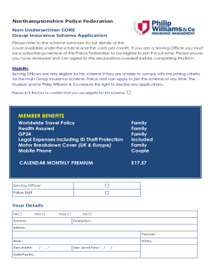 Fillable Online Non-Underwritten CORE Group Insurance Scheme ...