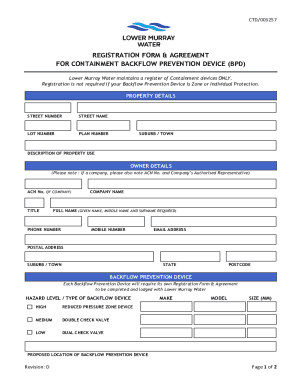Fillable Online Registration-Form-Agreement-for-Backflow-Prevention ...