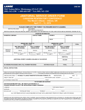 Fillable Online JANITORIAL SERVICE ORDER FORM Fax Email Print - pdfFiller