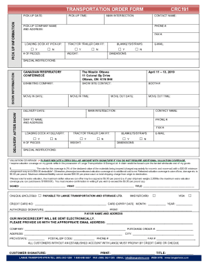 Fillable Online Pickup Transportation Service Request Form Template ...