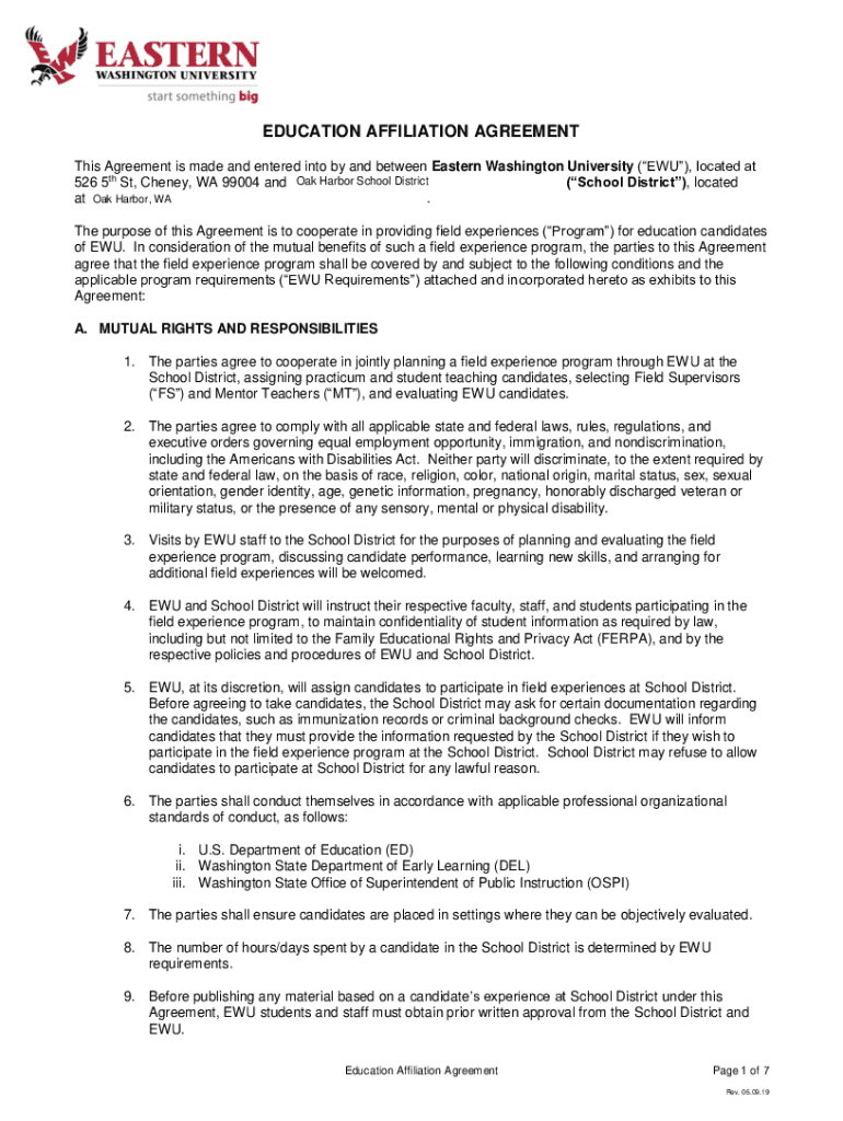 Fillable Online EDUCATION AFFILIATION AGREEMENT Fax Email Print - pdfFiller