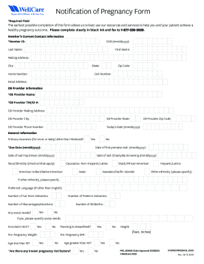 Fillable Online Notification of Pregnancy Form - Arizona Complete ...
