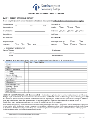 Fillable Online housing and residence life health form Fax Email Print ...