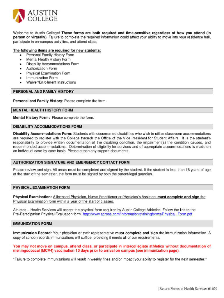 Fillable Online CHECKLIST OF ITEMS PREVIOUSLY SENT 1. Health forms ...