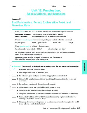 Fillable Online Unit 12: Punctuation, Abbreviations ... - MS. KIM'S CLASSROOM Fax Email Print ...