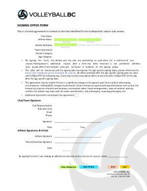 Fillable Online This is a formal agreement to commit to the club ...